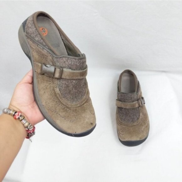 Merrell | Shoes | Merrell Stone Brown Slide On Mule Clogs 85 | Poshmark